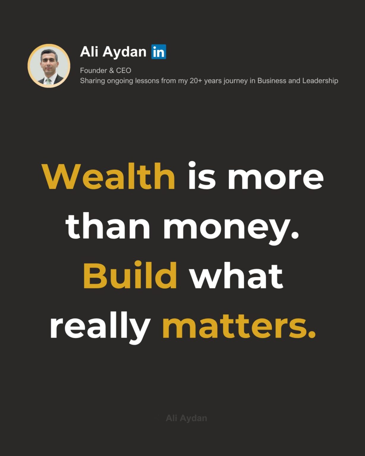 Ali Aydan: The Four Kinds of Wealth